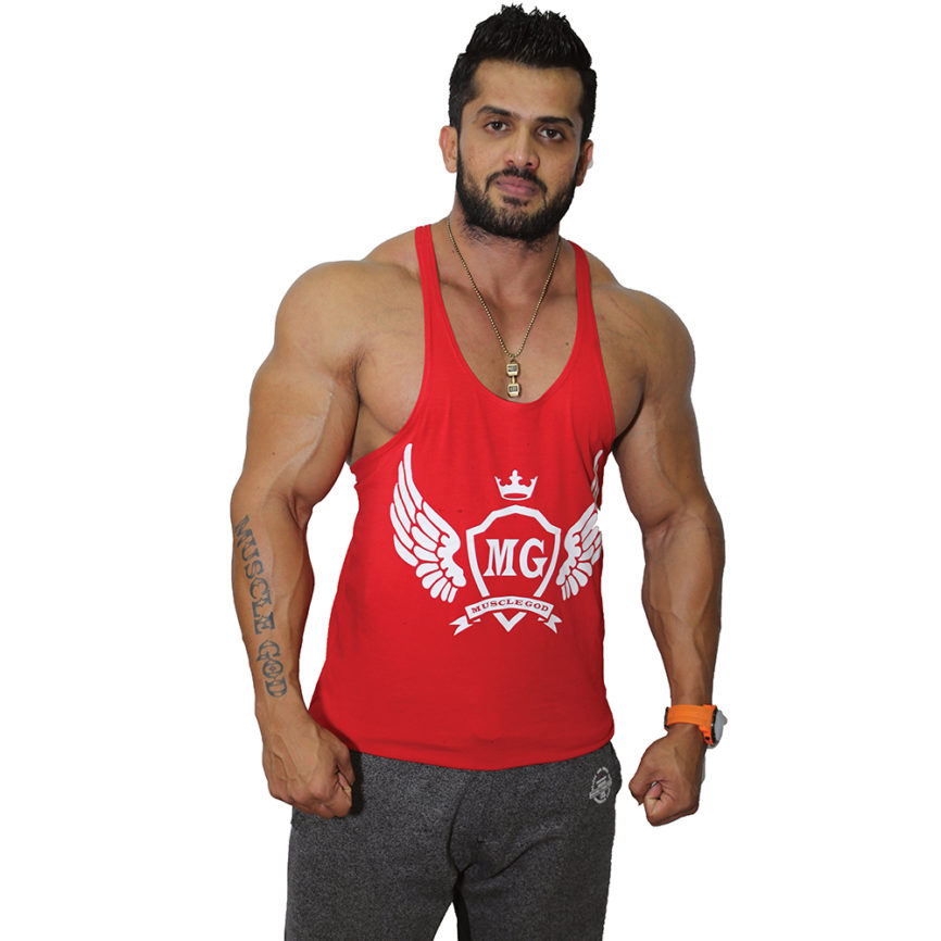 Stringer – Red | | Muscle God Bangalore | E-Shop for Fitness Products